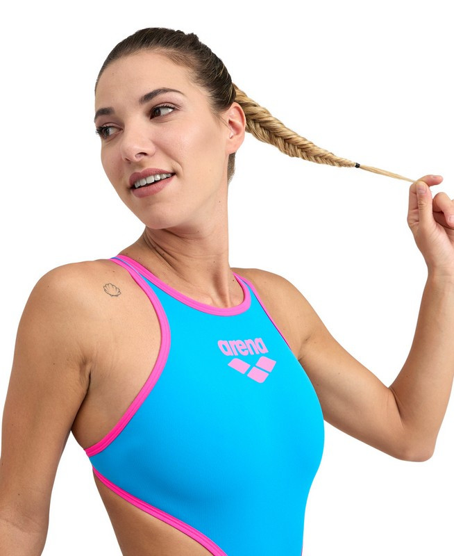 W ARENA ONE BIGLOGO ONE PIECE TURQUOISE-FLUO PINK | Oprema za plivanje ...